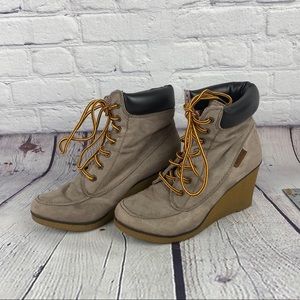 Rock & Candy | Shoes | Rock Candy Lace Up Wedge Boots Size 65 | Poshmark